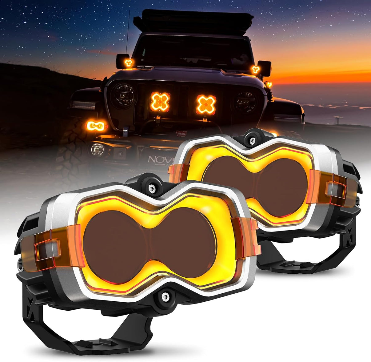 NOVSIGHT HALO Series 4.5" LED Pod Lights – 60W Off-Road Ditch Lights w ...